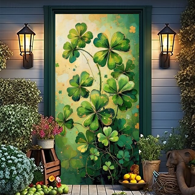 St. Patrick's Day Posters Door Cover Outdoor Banners Shamrock Cute 3D ...