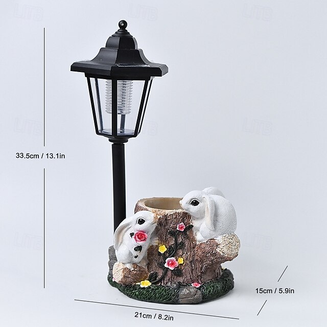 1 Pc Outdoor Solar Waterproof Easter Bunny, Chick, Bird Resin Figurine ...