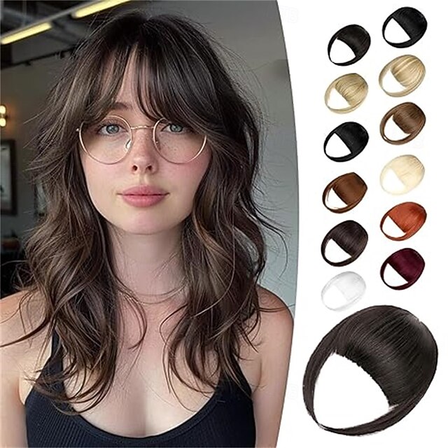 Clip in Bangs,Natural Fake Bangs Hair Clip,Black Brown French Bangs ...