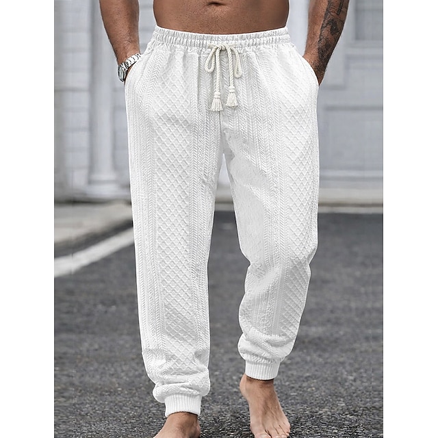 Men's Joggers Trousers Casual Pants Textured Pants Drawstring Elastic ...