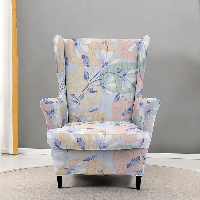 Wingback Chair Cover Floral Striped Geometric Printed Polyester ...