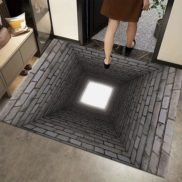 3D Tunnel Illusion Doormat 2D Print Brick Design Creating a Deep ...