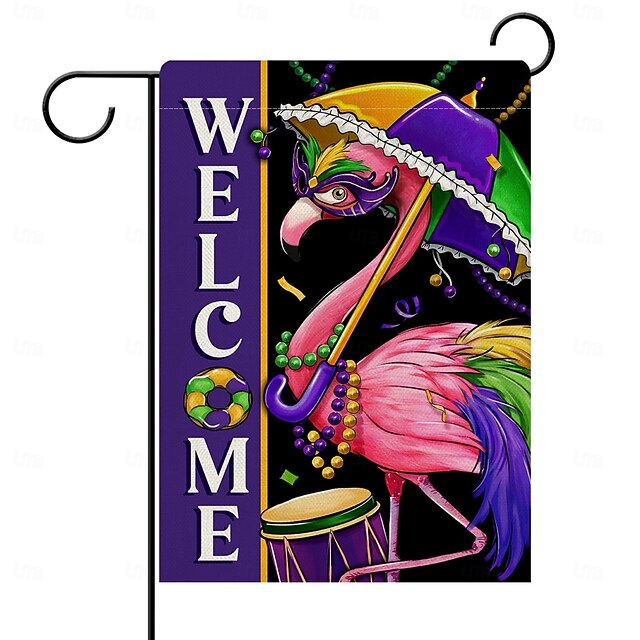 2 Pack Mardi Gras Garden Flag 12x18 Inch Double Sided, Purple Green ...