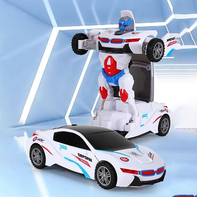Deform Robot Sports Car Toy with Convertible Robot with Lights, Battery ...
