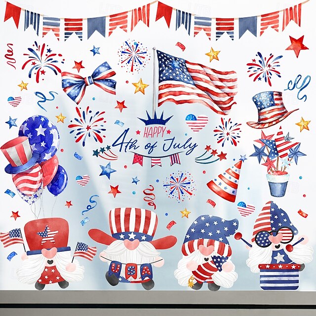 2 Sheets American Independence Day Flag Balloons Static Stickers ...