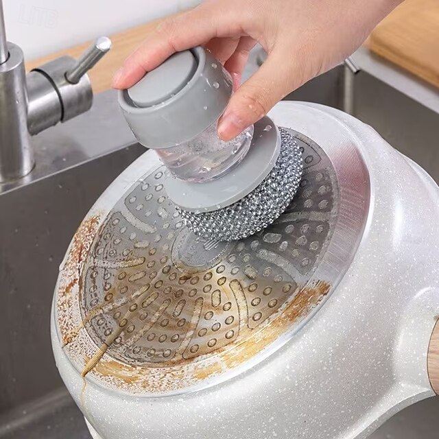 1 Dish Brush with Soap Dispenser with 7 replacement Parts, Soap ...