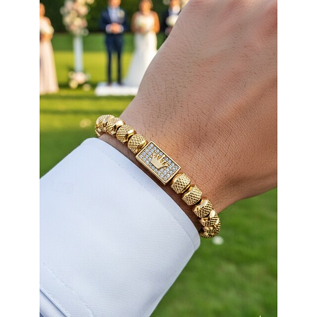Men's Stainless Steel Bracelet, Gold, Silver, Black Colors, Crown ...