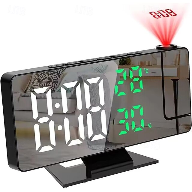 Digital Alarm Clocks,Projection on Ceiling Wall Digital Clock with 180 ...