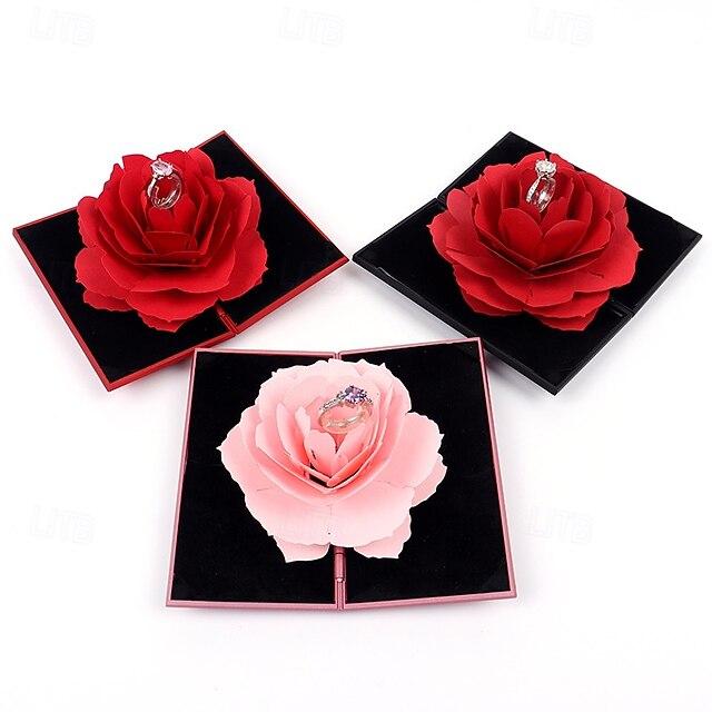 Rose Rectangular Gift Box Unisex Valentine's Day Engagement Ceremony ...