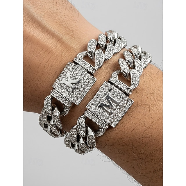 Men's Alloy Chain Bracelet with Alphabet Initials – Personalized ...