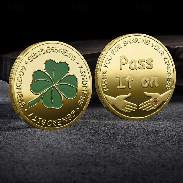 Lucky Challenge Coin with Four Leaf Clover Good Luck St. Patrick's Day ...