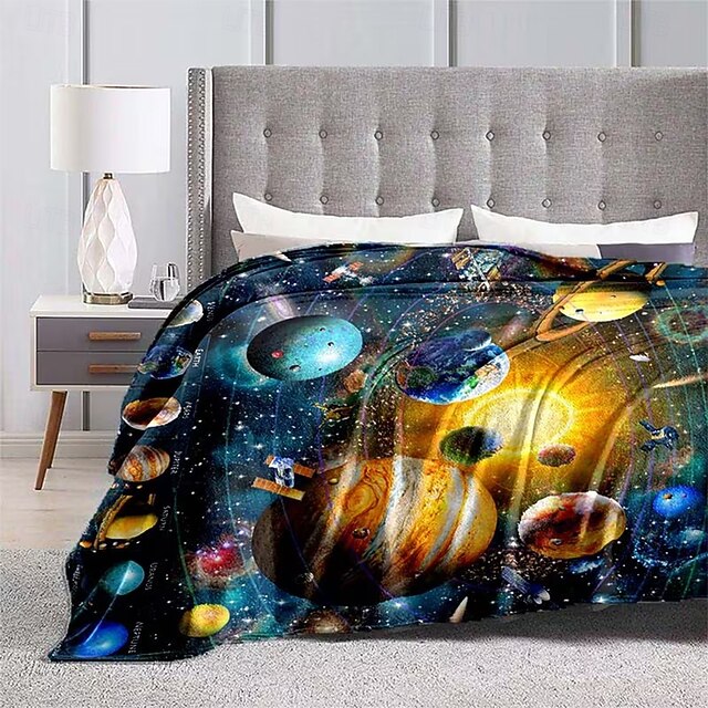 Solar System Throw Blanket Space Planets Jupiter Saturn Uranus Neptune ...