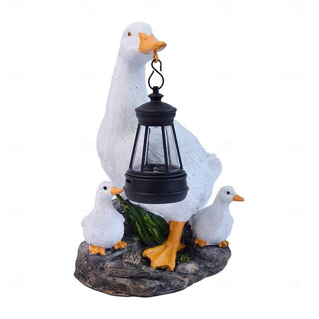 Outdoor Solar Duck Resin Figurine Light, Waterproof Garden Statue Lamp ...