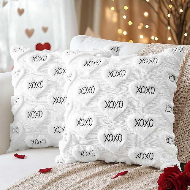 Valentines Pillow Covers 18x18 Set of 2 Decorative Love Heart XOXO ...