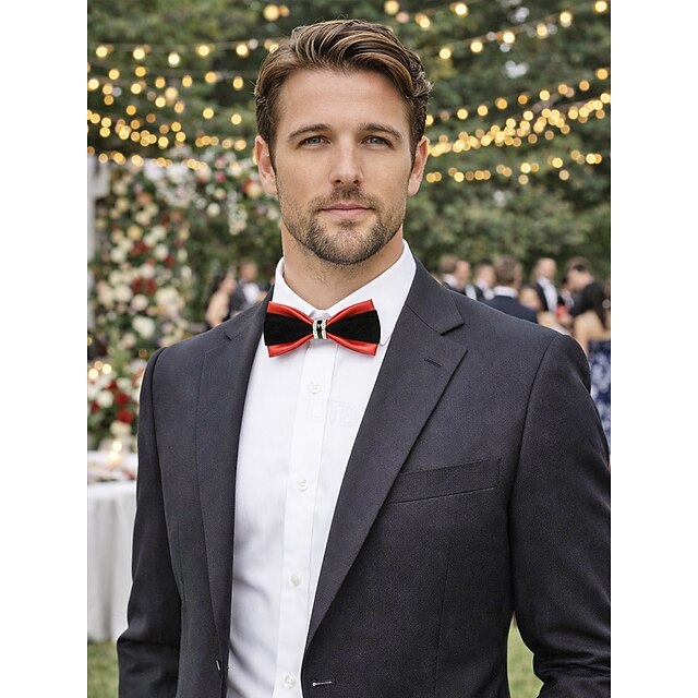 Men's Faux Leather Bow Tie – Multi-Color Formal Bowtie with Rhinestone ...