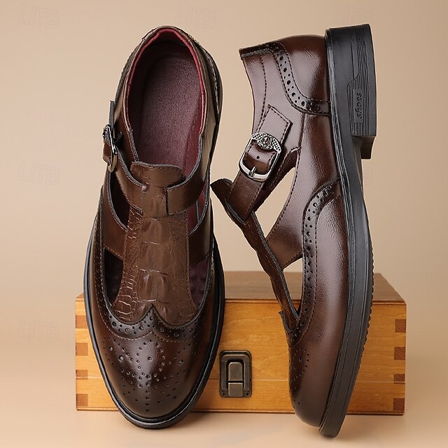 Men's Business Casual PU Leather Lightweight Comfortable Slip Resistant ...