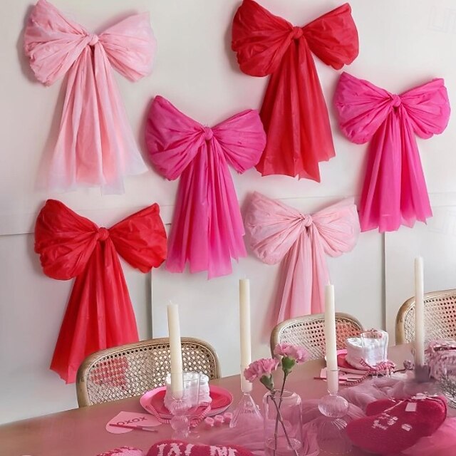 Valentines Day Decorations, Set of 6 DIY Giant Wall Bows - Hanging ...