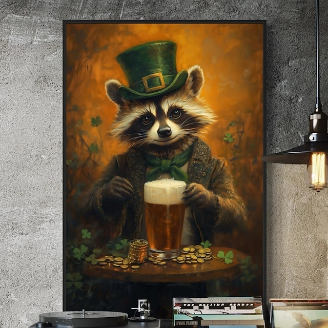 Leprechaun Raccoon Canvas Art: Irish Pub St. Patrick's Day Print 2026 ...