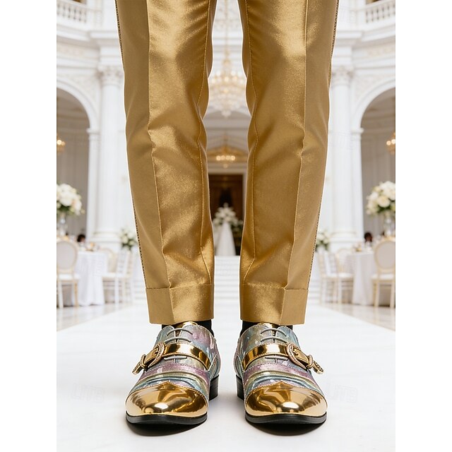 Men's Metallic Multicolor Brogue Shoes, Trendy Wedding Footwear ...