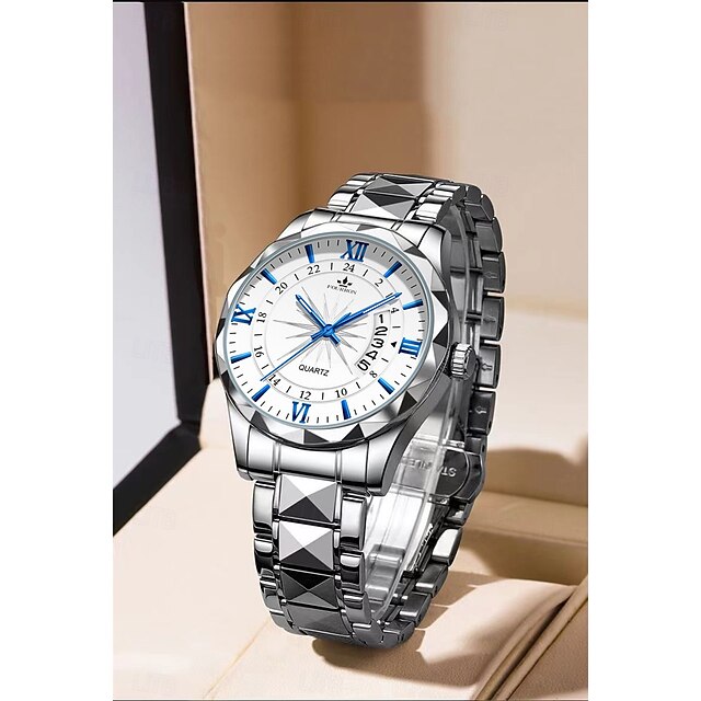New Men'S Alloy Watch Strap Business Watch With Night Light, Calendar ...