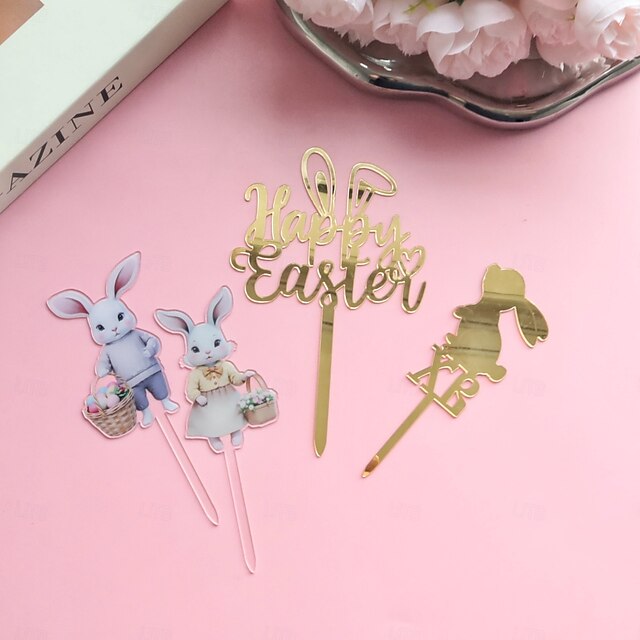 10 Pack Easter Rabbit Cake Decoration Rabbit Ears Easter Happy Cake ...