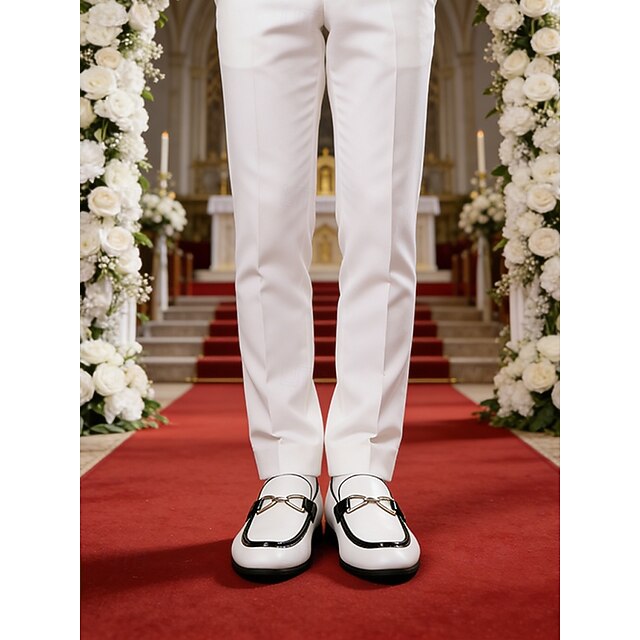 Men's Business PU Leather Comfortable Slip Resistant Loafer White ...