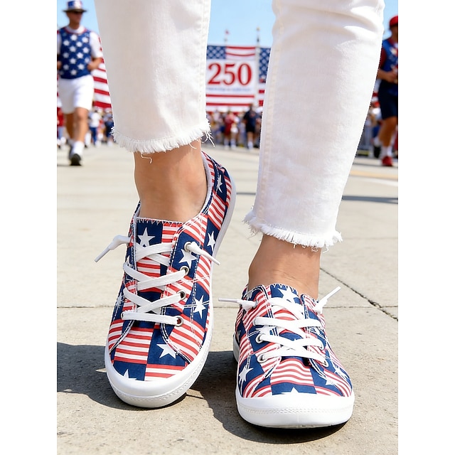 Women's Red Blue America 250 Patriotic Lace-Up Sneakers – Star & Stripe ...