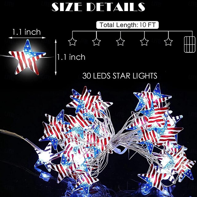 United States Bicentennial Commemorative Decorative Lighting, 10-foot ...