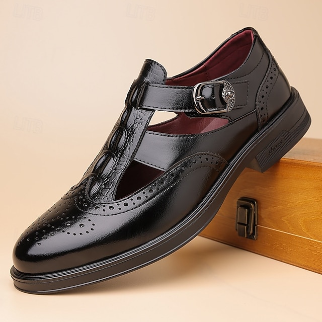 Men's Business Casual PU Leather Lightweight Comfortable Slip Resistant ...