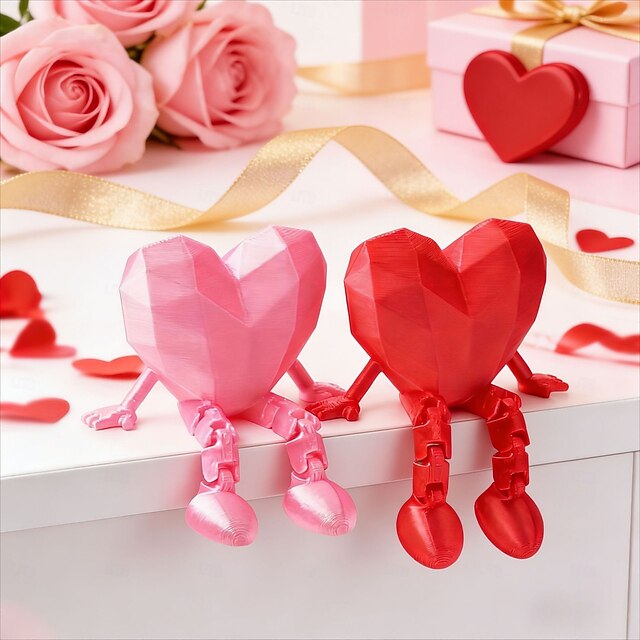 4pcs 3D Printed Poseable Love Heart Figurines, Articulated Dolls with ...