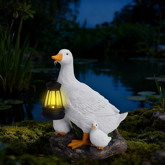 Outdoor Solar Duck Resin Figurine Light, Waterproof Garden Statue Lamp ...