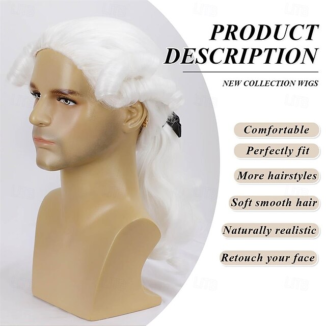 Judge Colonial Wig for Men and Women, Culry Wavy Heat Resistant Fiber ...
