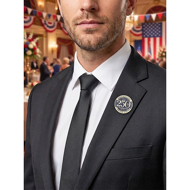 Men's Patriotic Lapel Pin Set, 4-Pack Alloy Enamel Badges, American ...