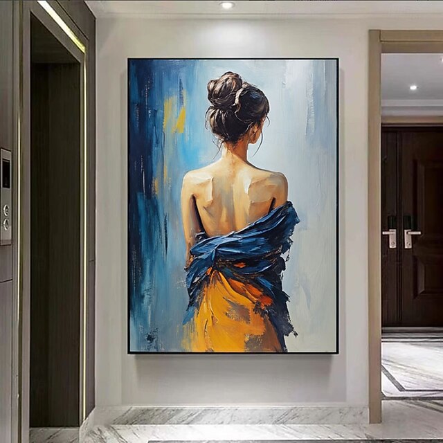 Hand Painted Beautiful Girl Back View Oil Painting Canvas Original ...