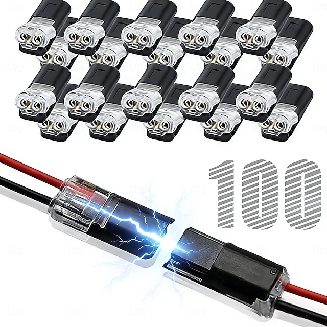 100Pcs Double-Wire Plug-in Connector Led Light Strip Connectors 2 Pin ...