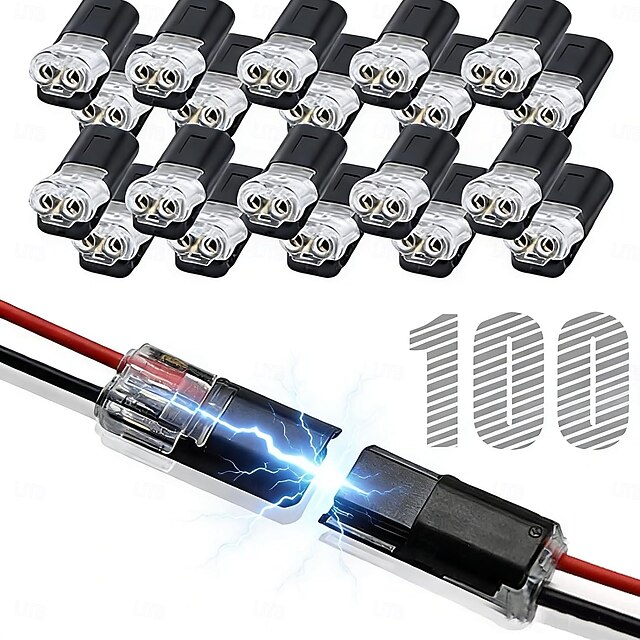 100Pcs Double-Wire Plug-in Connector Led Light Strip Connectors 2 Pin ...