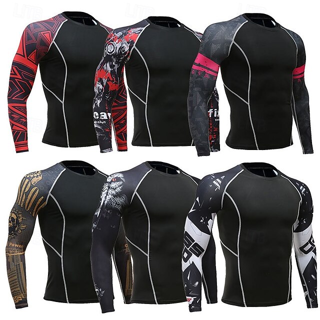 Men's Running T-Shirt Compression Shirt Running Shirt Long Sleeve Top ...