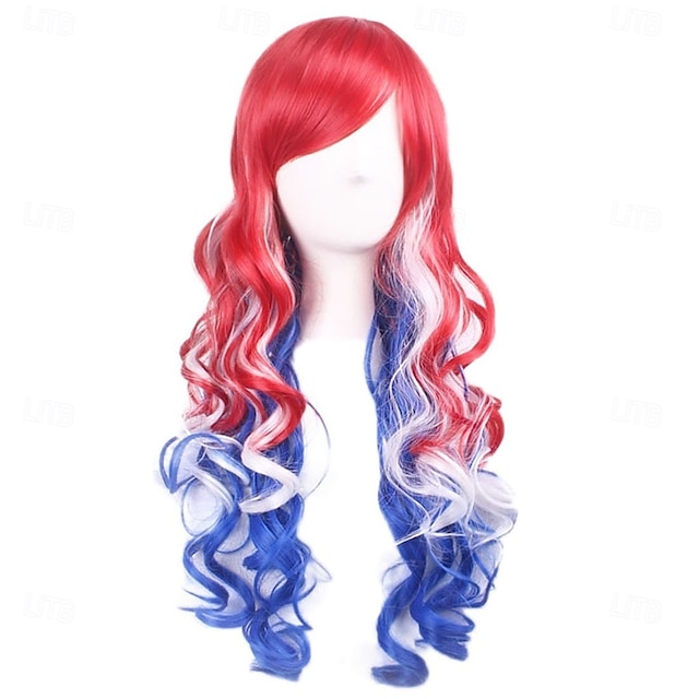 American 250 Long Wavy Wigs for Women American Flag Wig 4th of July ...