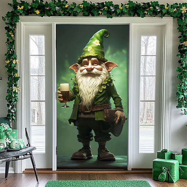 St. Patrick's Day Tapestry Posters Door Cover Leprechaun Cute 3D Party ...