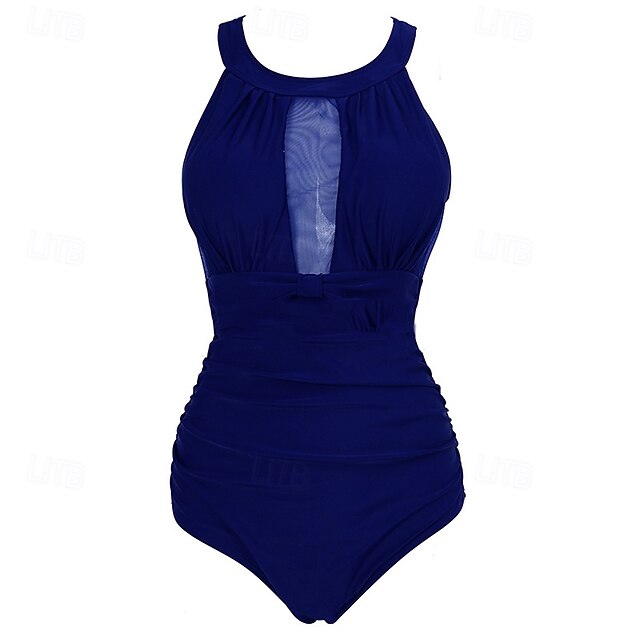 Women's Bathing Suit Swimsuits One Pieces Solid Colored Mesh UV ...