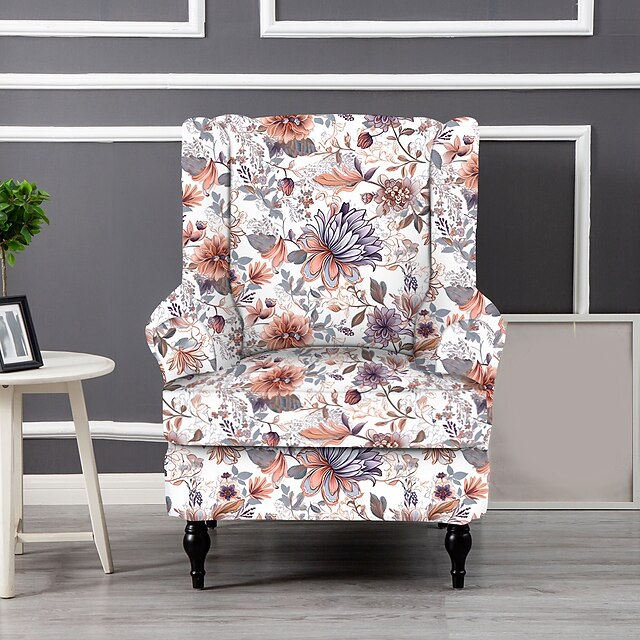 Wingback Chair Cover Floral Striped Geometric Printed Polyester ...