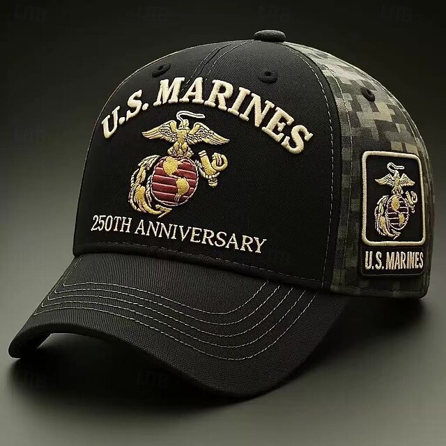 U.S. Marines 250th Anniversary Embroidered Cap Military Camo Hat ...