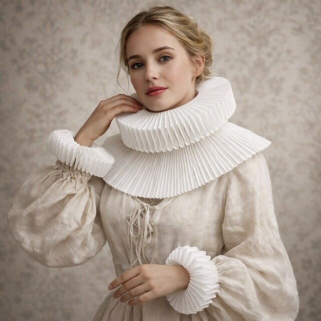 Vintage Rococo Victorian Ruff Collar Princess Gentlewoman Pleated Fancy ...