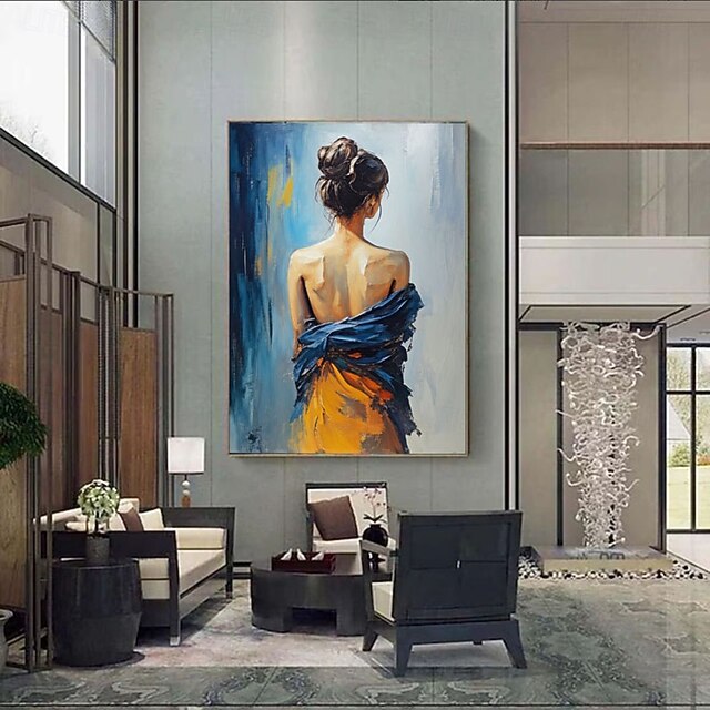 Hand Painted Beautiful Girl Back View Oil Painting Canvas Original ...