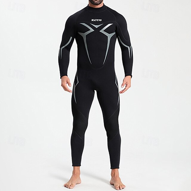 Men's 3mm Neoprene Wetsuit Thermal Full Body Suit Geometric Thermal ...