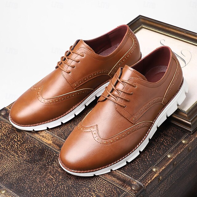 Men's Business Casual PU Leather Leather Comfortable Slip Resistant ...