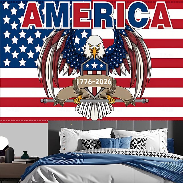 Independence Day Tapestry Banners Blanket Flag Modern 3D Bedroom Living ...