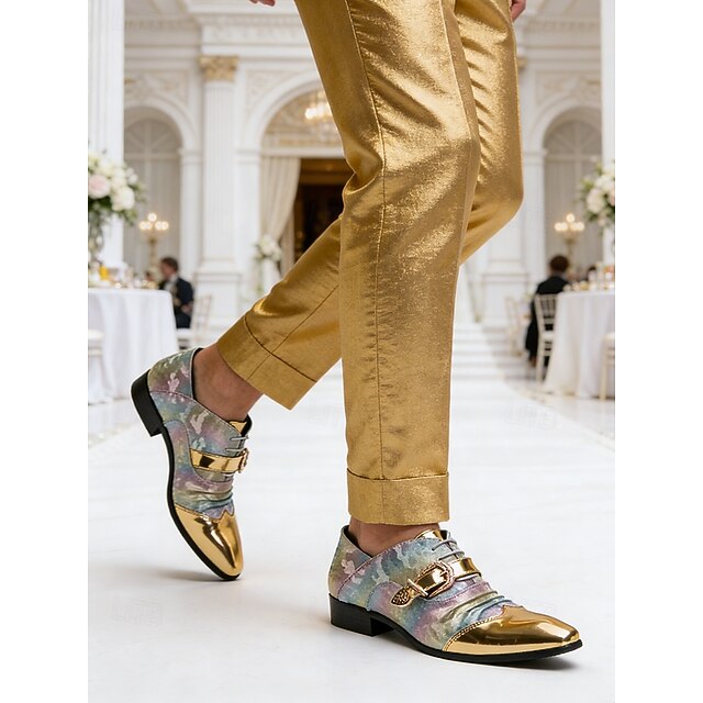 Men's Metallic Multicolor Brogue Shoes, Trendy Wedding Footwear ...