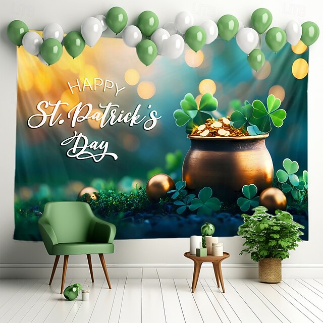 St. Patrick's Day Tapestry Banners Blanket Elf Gold coin Cute Romantic ...