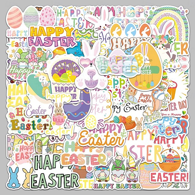 50 Easter Stickers, Cute Bunny Decorations For Holidays, Mobile Phones ...